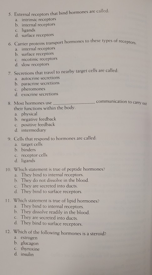 Solved types of receptors: 5. External receptors that bind | Chegg.com