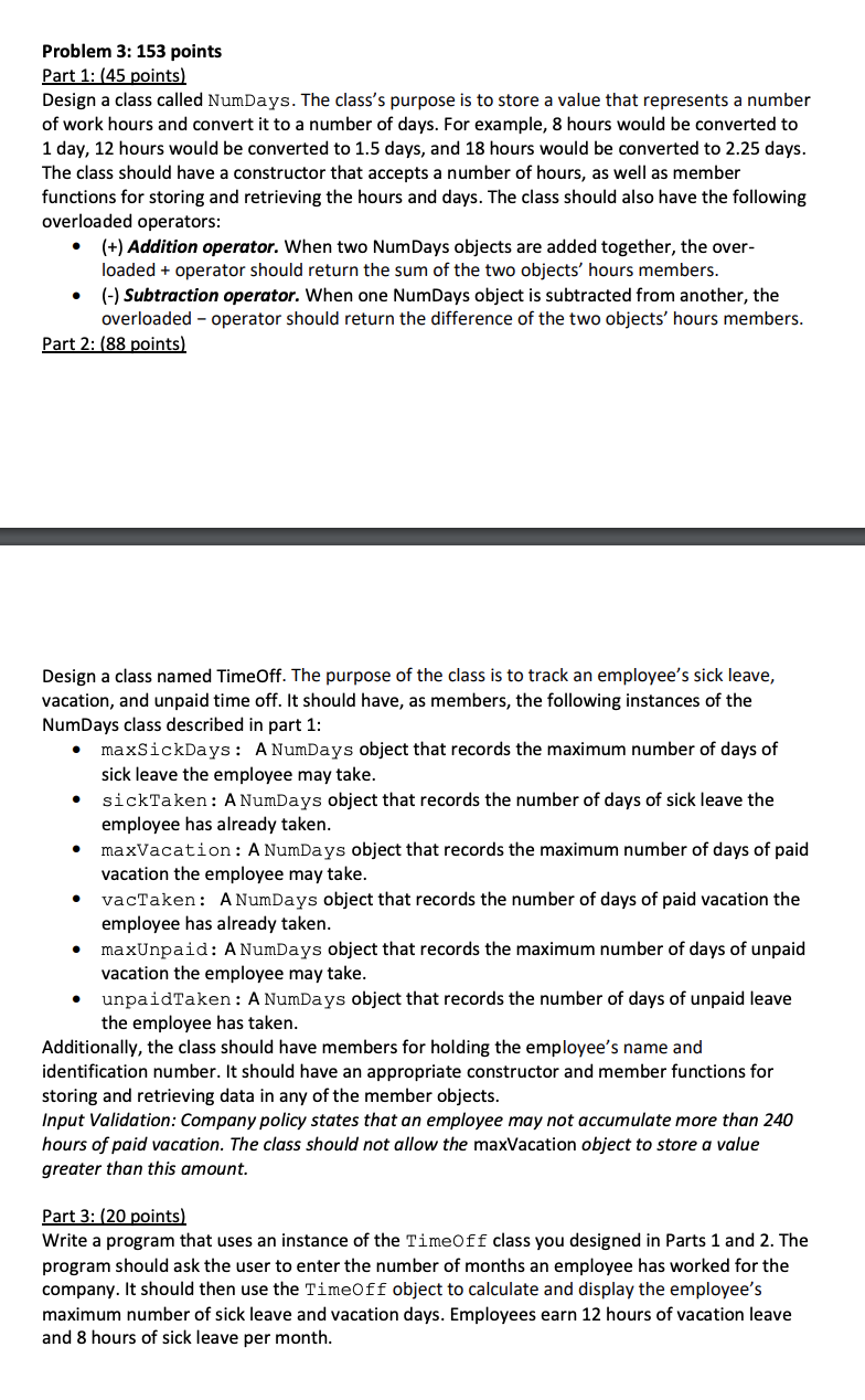 Solved Problem 3: 153 points Part 1: 45 points) Design a | Chegg.com