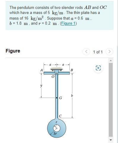 Solved The pendulum consists of two slender rods AB and OC | Chegg.com