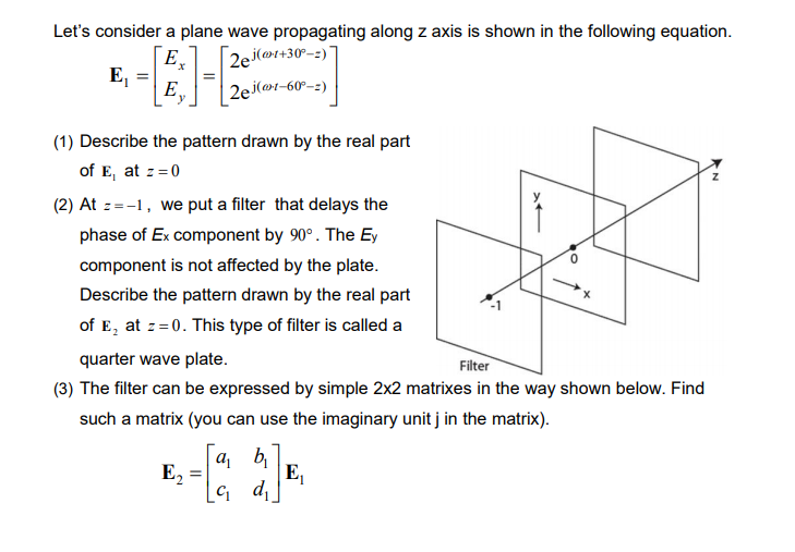 Solved Let's consider a plane wave propagating along z axis | Chegg.com