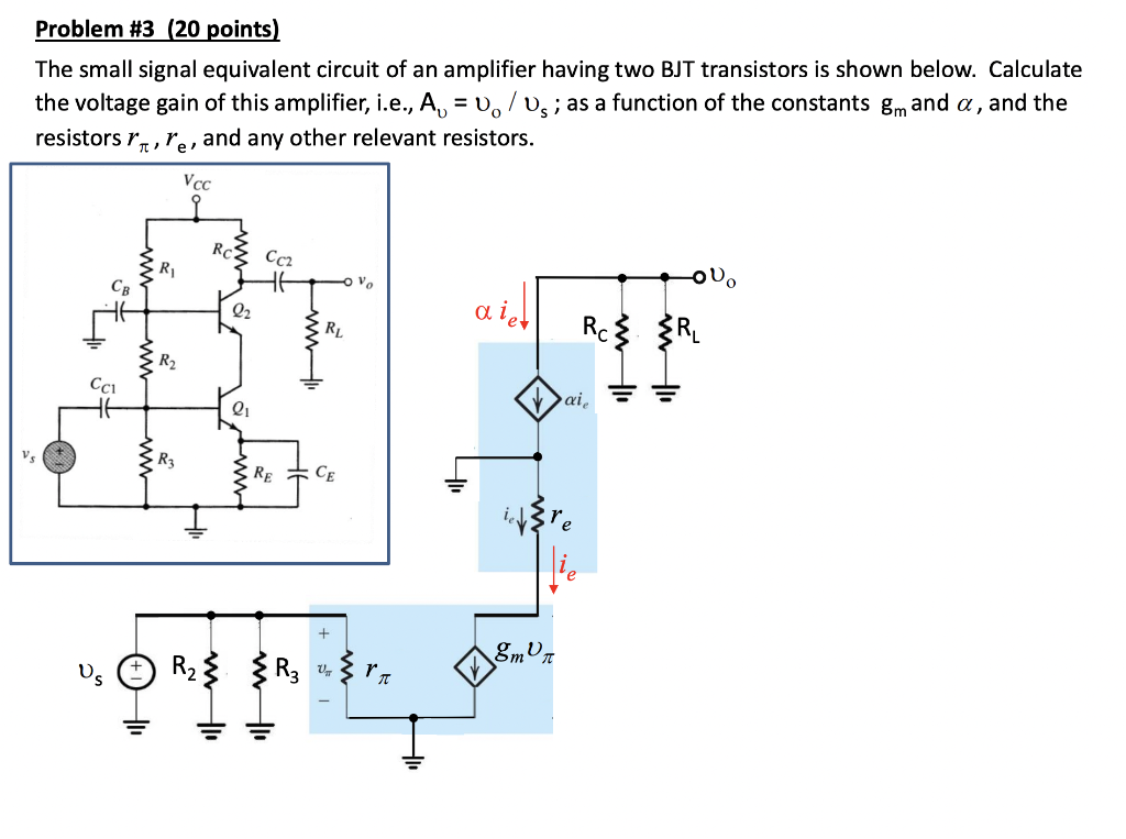 Solved The small signal equivalent circuit of an amplifier | Chegg.com