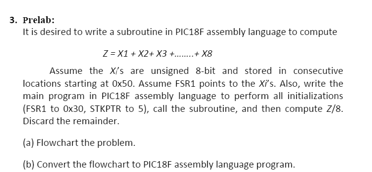 3. Prelab: It is desired to write a subroutine in | Chegg.com