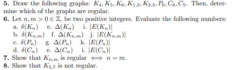 5. Draw the following graphs: | Chegg.com
