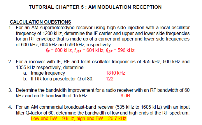 Solved TUTORIAL CHAPTER 5: AM MODULATION RECEPTION | Chegg.com