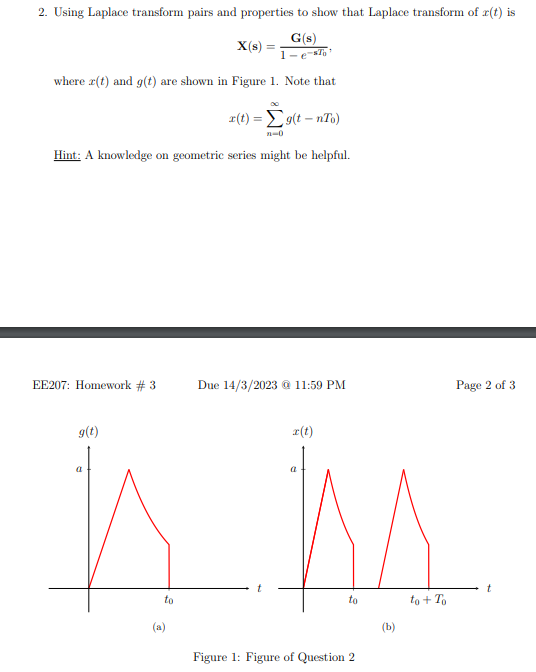 Solved 2. Using Laplace transform pairs and properties to | Chegg.com