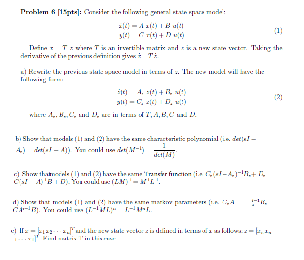 Problem 6 [15pts]: Consider the following general | Chegg.com