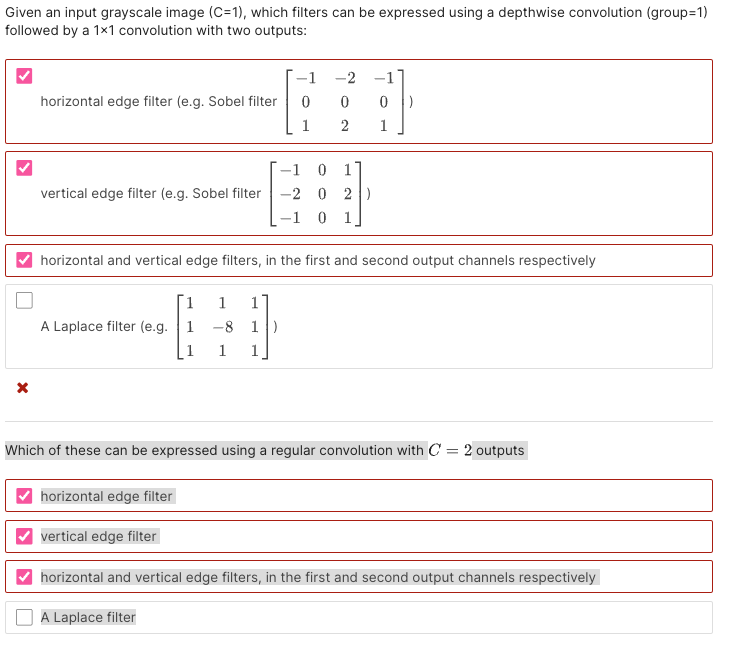Solved Given an input grayscale image (C=1), which filters | Chegg.com