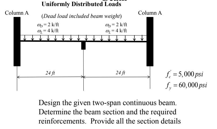 fc′=5,000psify=60,000psi Design the given two-span | Chegg.com