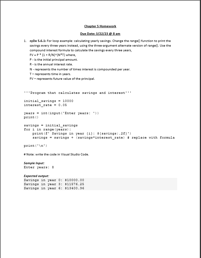 Solved Due Date: 3/22/23@8 am 1. zyDe 5.6.1: For loop | Chegg.com Solved Due Date: 3/22/23@8 am 1. zyDe 5.6.1: For loop | Chegg.com
