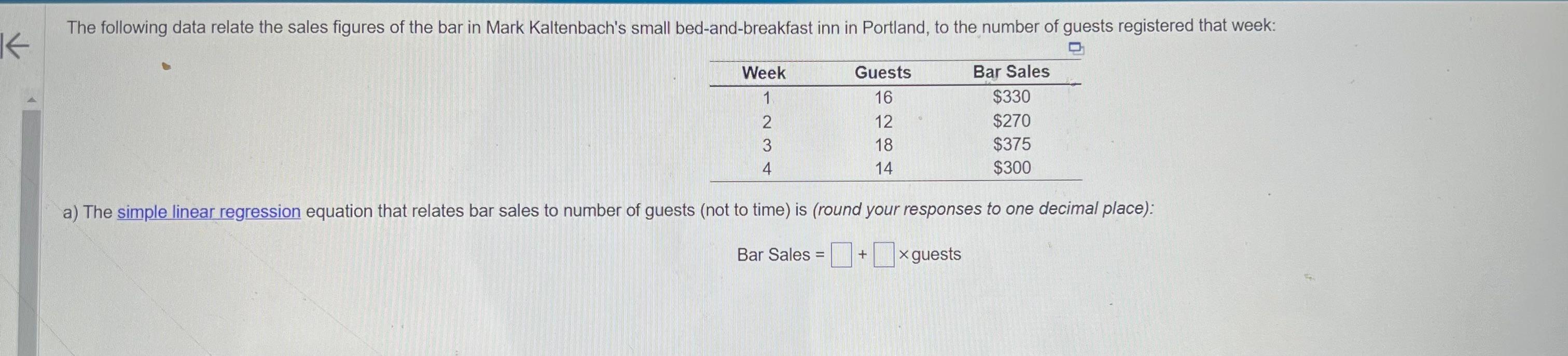 Solved a) The simple linear regression equation that relates | Chegg.com