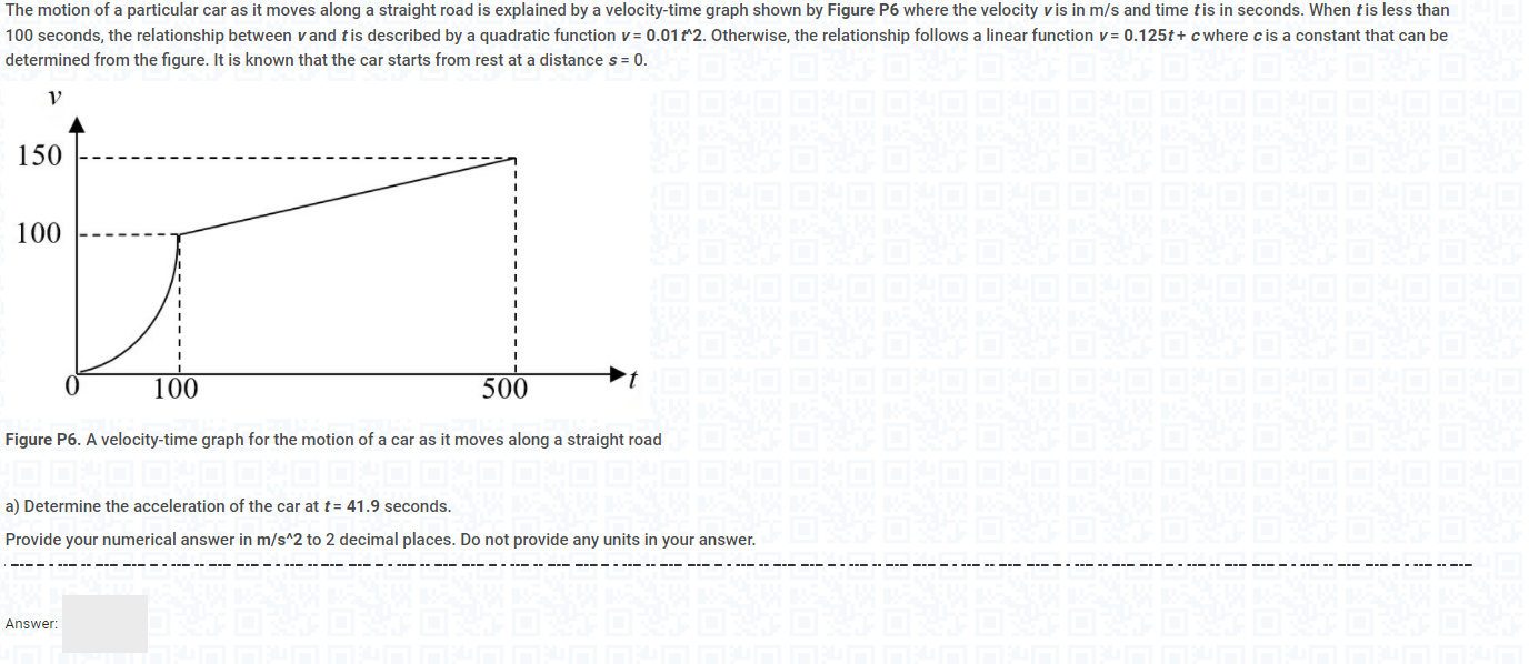 Solved The motion of a particular car as it moves along a | Chegg.com