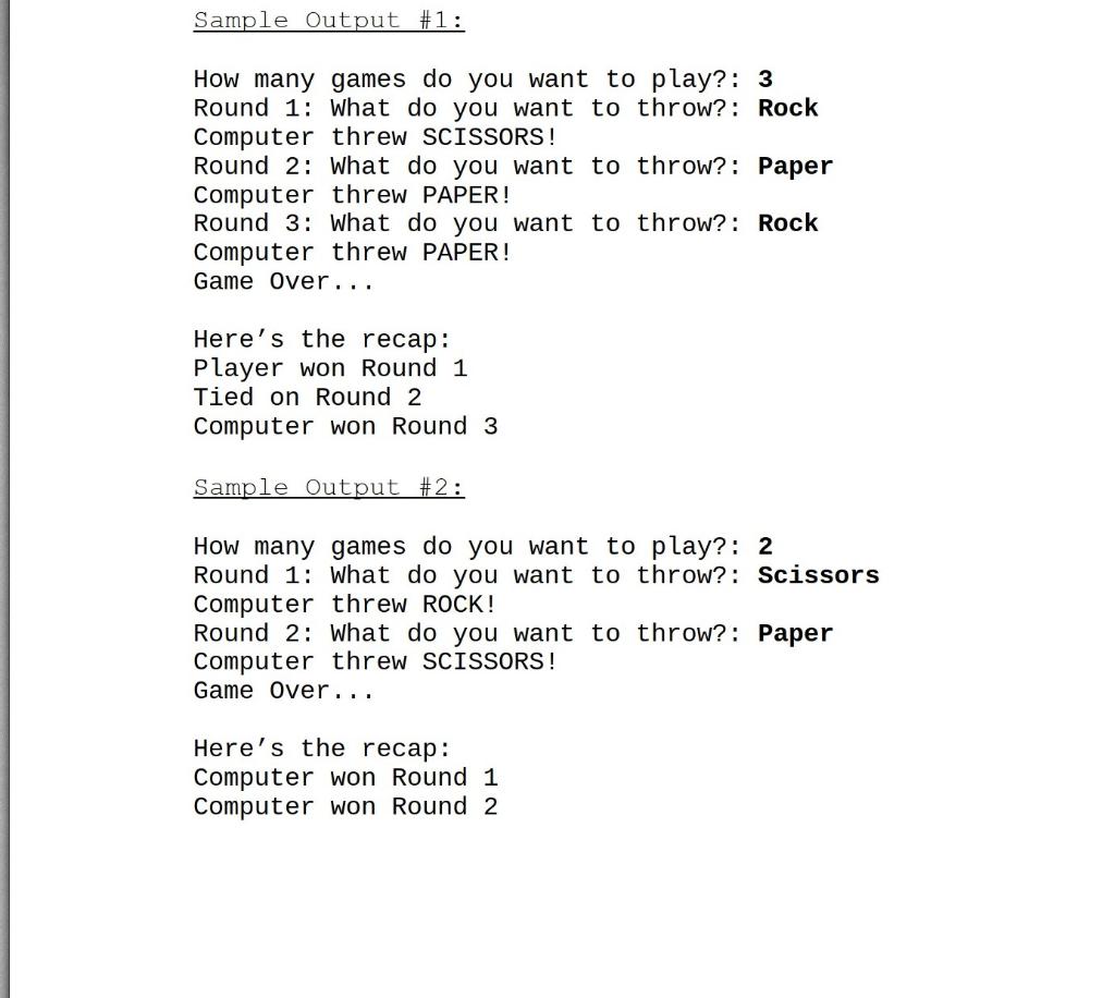 Solved Sample Output #1: How many games do you want to | Chegg.com