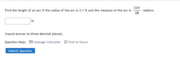 Solved Find the length of an arc if the radius of the arc is | Chegg.com