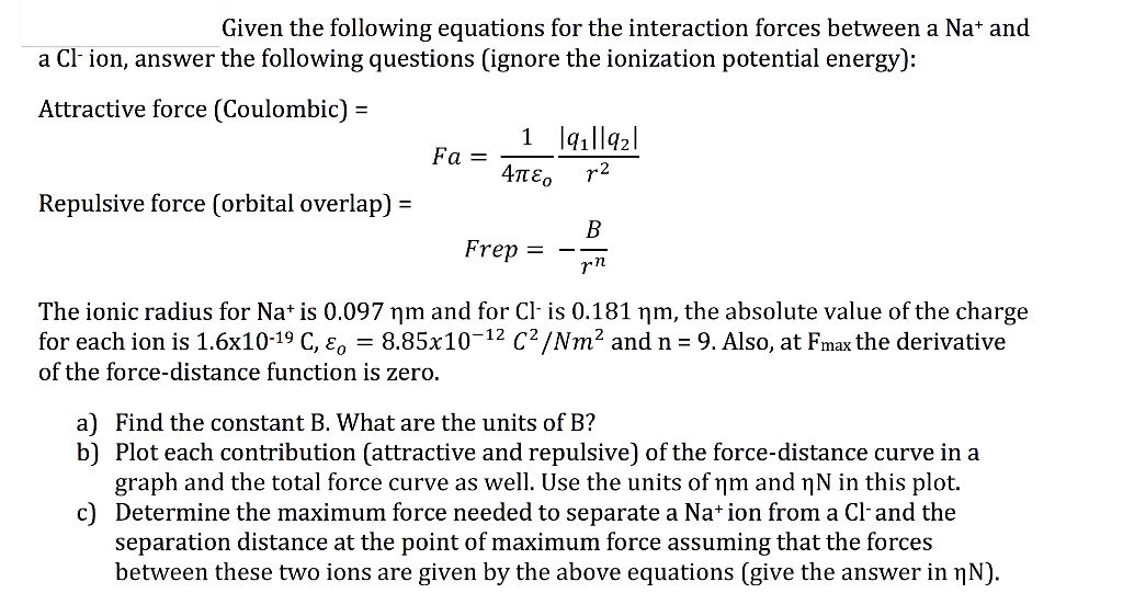 Given the following equations for the interaction | Chegg.com
