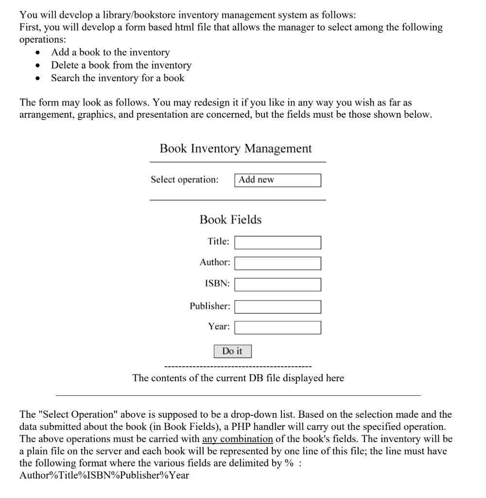 You will develop a library/bookstore inventory | Chegg.com