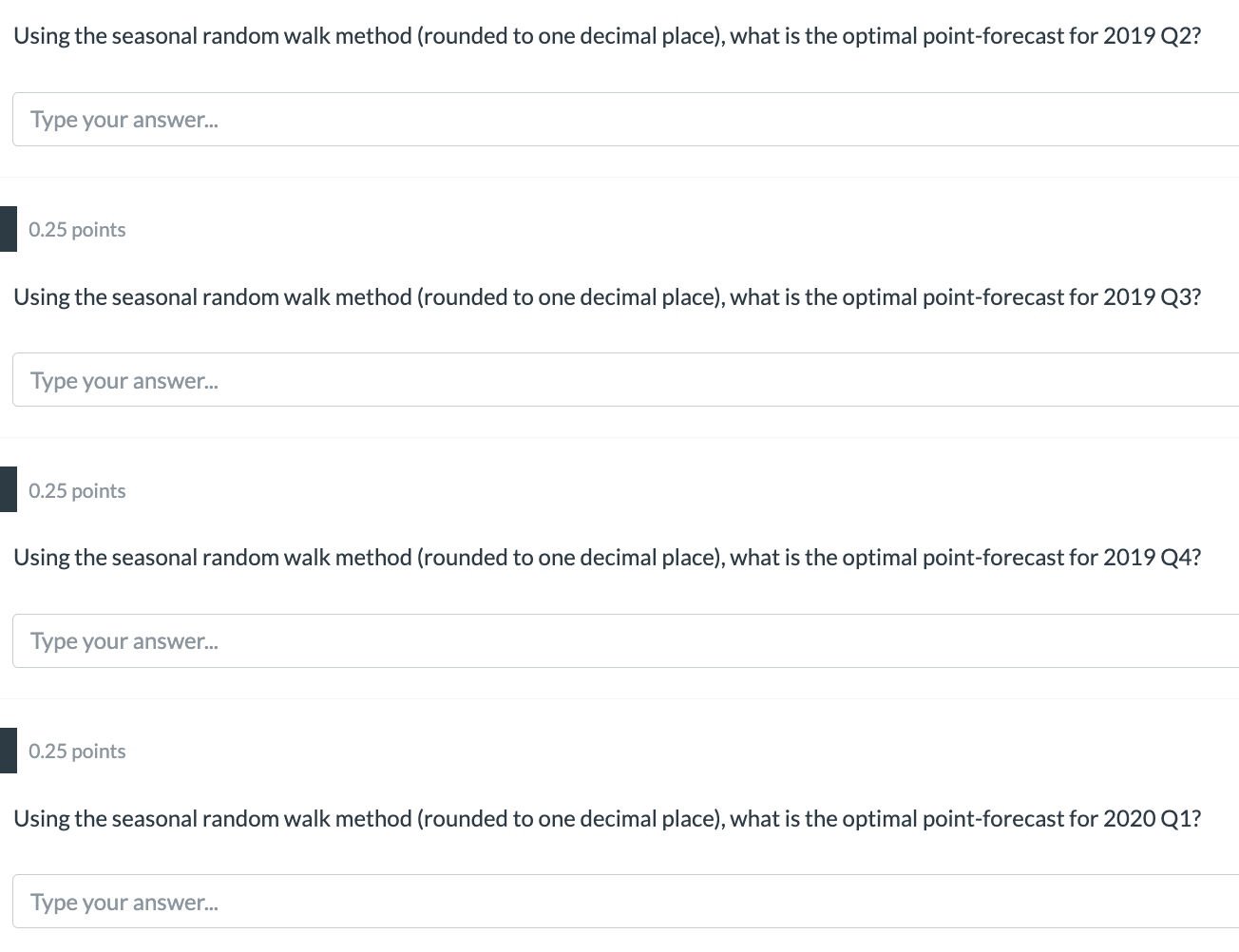 Solved Data Time Date Period (t) 2017 Q1 1 2017 Q2 2 2017 Q3 | Chegg.com