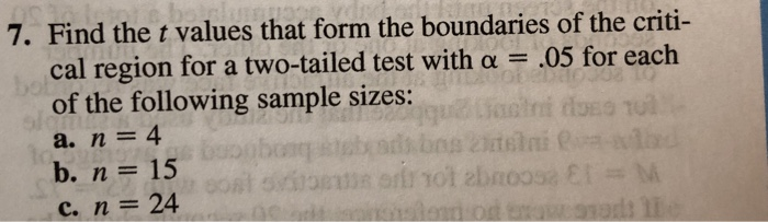 Solved 7. Find the t values that form the boundaries of the | Chegg.com