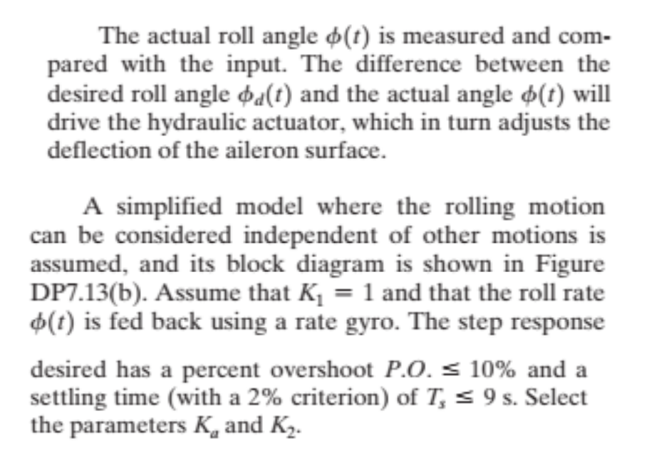 Solved DP7.13 The automatic control of an airplane is one | Chegg.com