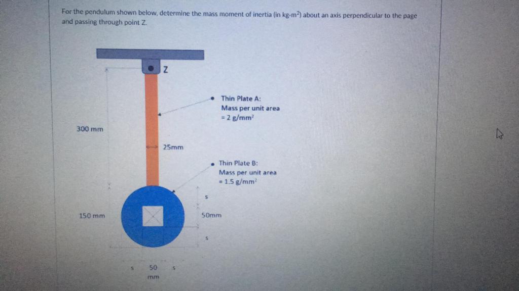 Solved For the pendulum shown below, determine the mass | Chegg.com