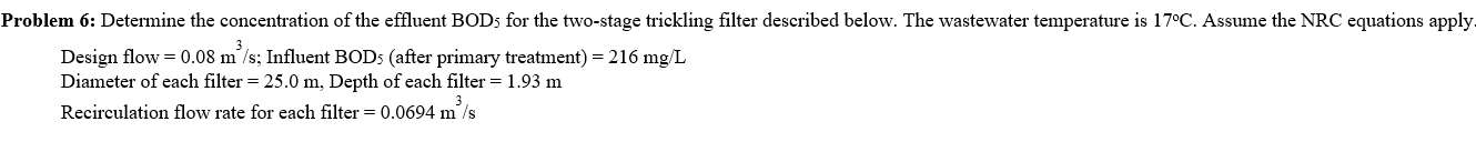Solved roblem 6: Determine the concentration of the effluent | Chegg.com
