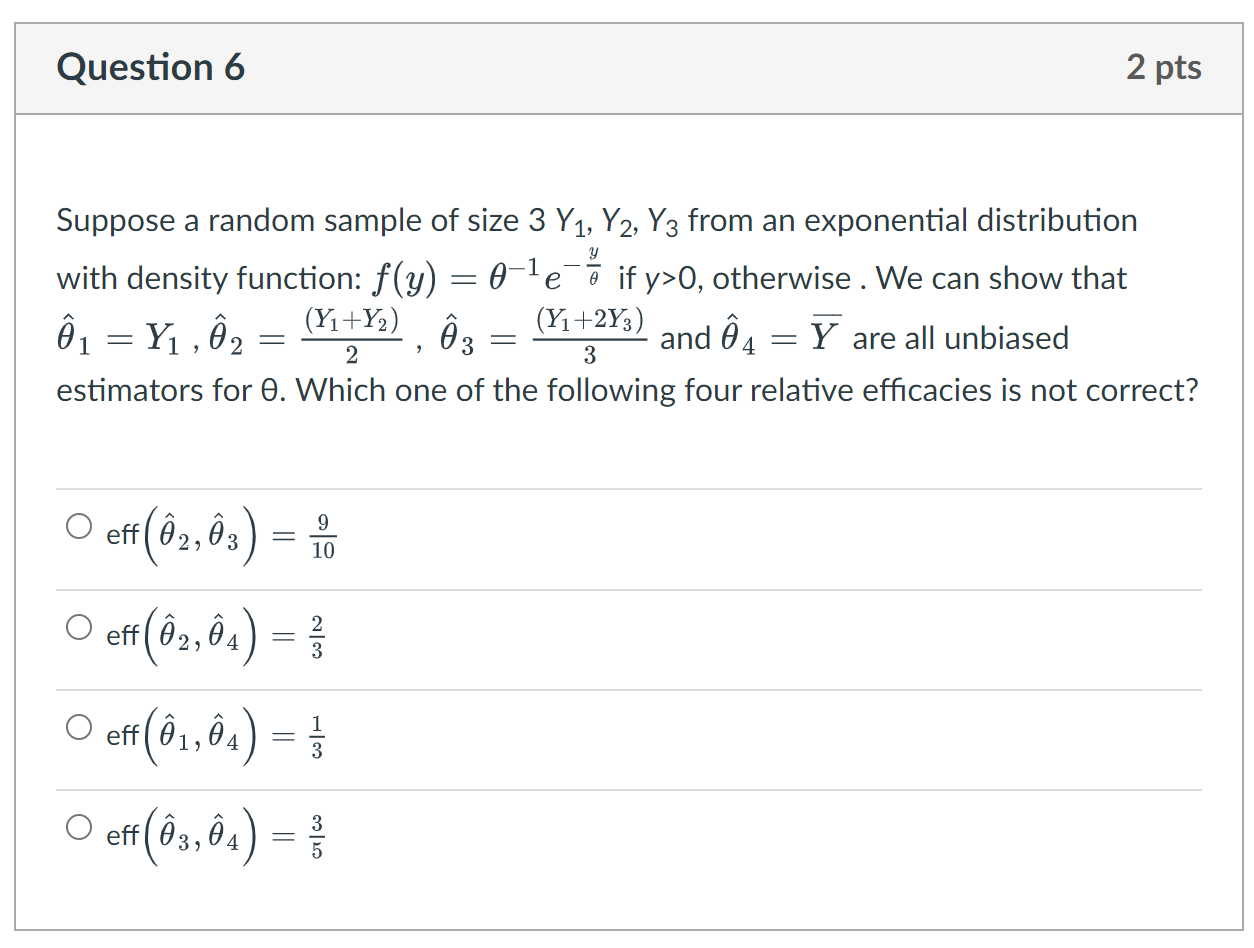 Solved Suppose a random sample of size 3Y1,Y2,Y3 from an | Chegg.com