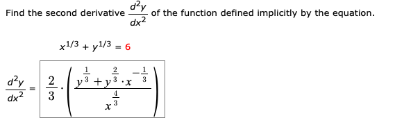 Solved Find the second derivative of the function defined | Chegg.com