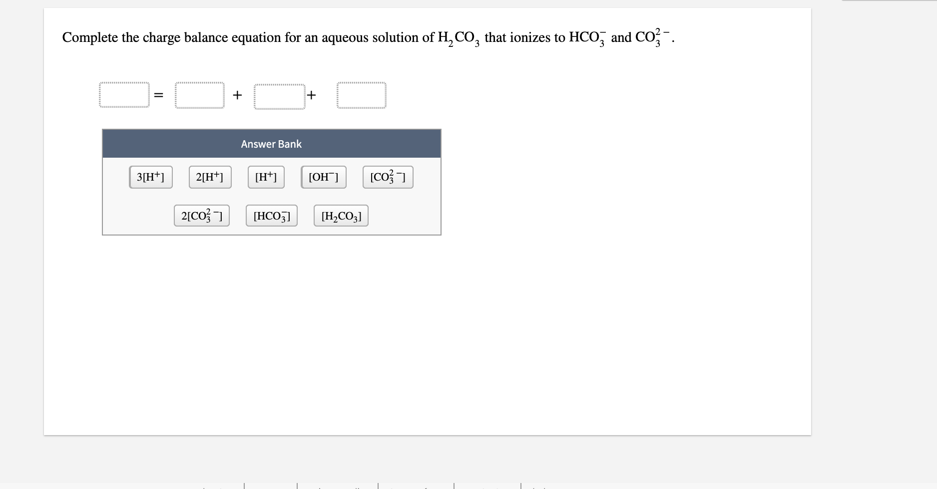 Solved Complete the charge balance equation for an aqueous | Chegg.com
