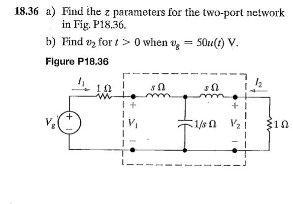 Solved 8.36 a) Find the z parameters for the two-port | Chegg.com