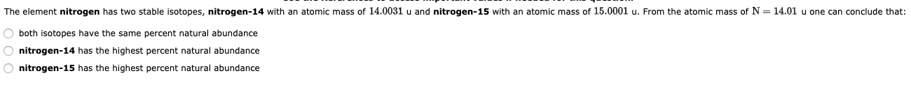 Solved The element nitrogen has two stable isotopes, | Chegg.com
