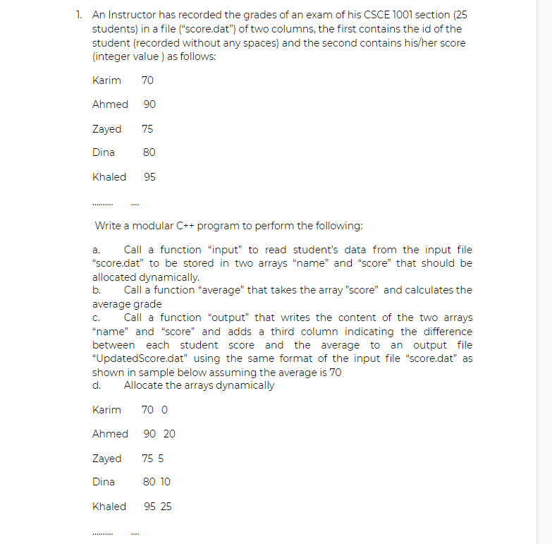 Solved 1. An Instructor has recorded the grades of an exam | Chegg.com