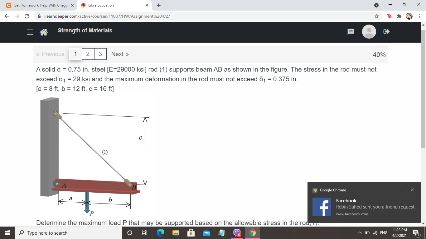 Solved 1.Determine the maximum load P that may be supported | Chegg.com