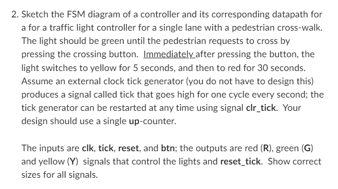 Solved 2. Sketch the FSM diagram of a controller and its | Chegg.com