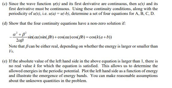Solved 1. (40 points) The Kronig-Penney model In order to | Chegg.com