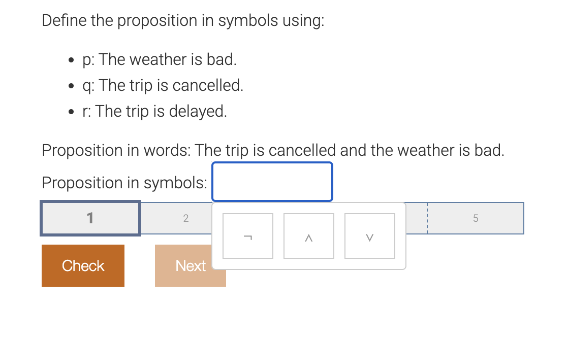 Solved Define the proposition in symbols using: - p: The | Chegg.com