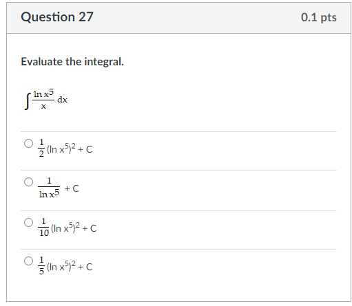 Solved Question 25 0.1 pts Evaluate the integral. S x dx | Chegg.com