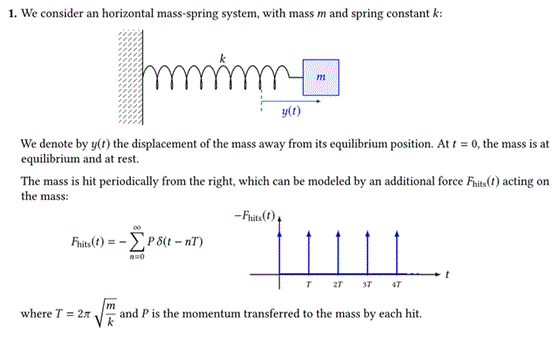 Solved 1. We consider an horizontal mass-spring system, with | Chegg.com