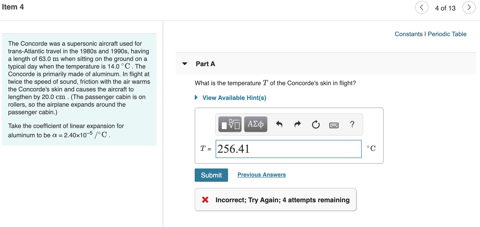 Solved Item 4 ( ) Constants | Periodic Table Part | Chegg.com