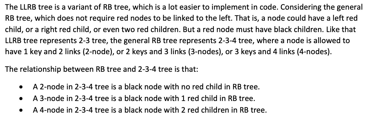 Solved The LLRB tree is a variant of RB tree, which is a lot | Chegg.com