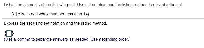 Solved List all the elements of the following set. Use set | Chegg.com