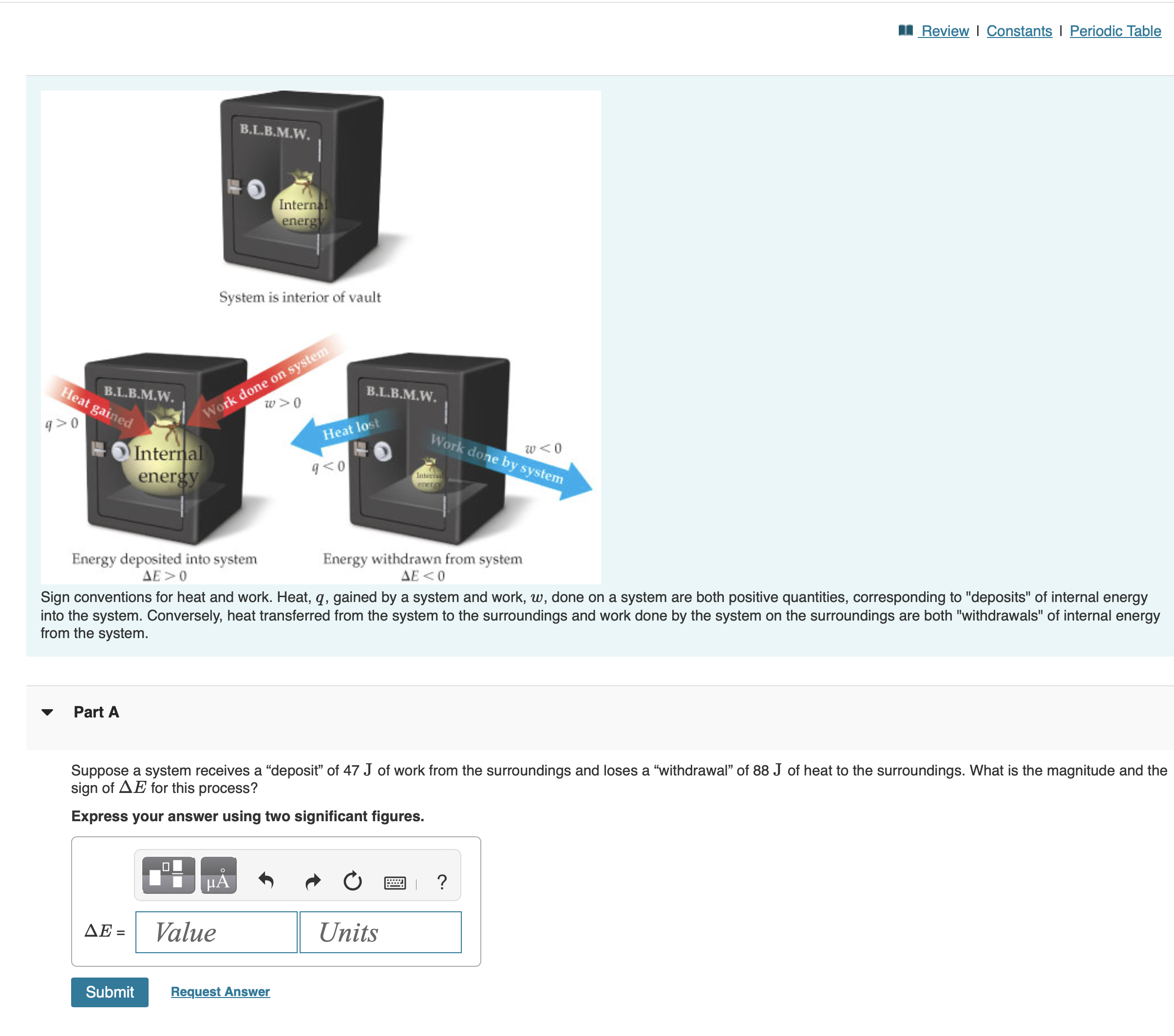 Solved Sign conventions for heat and work. Heat, q, gained | Chegg.com