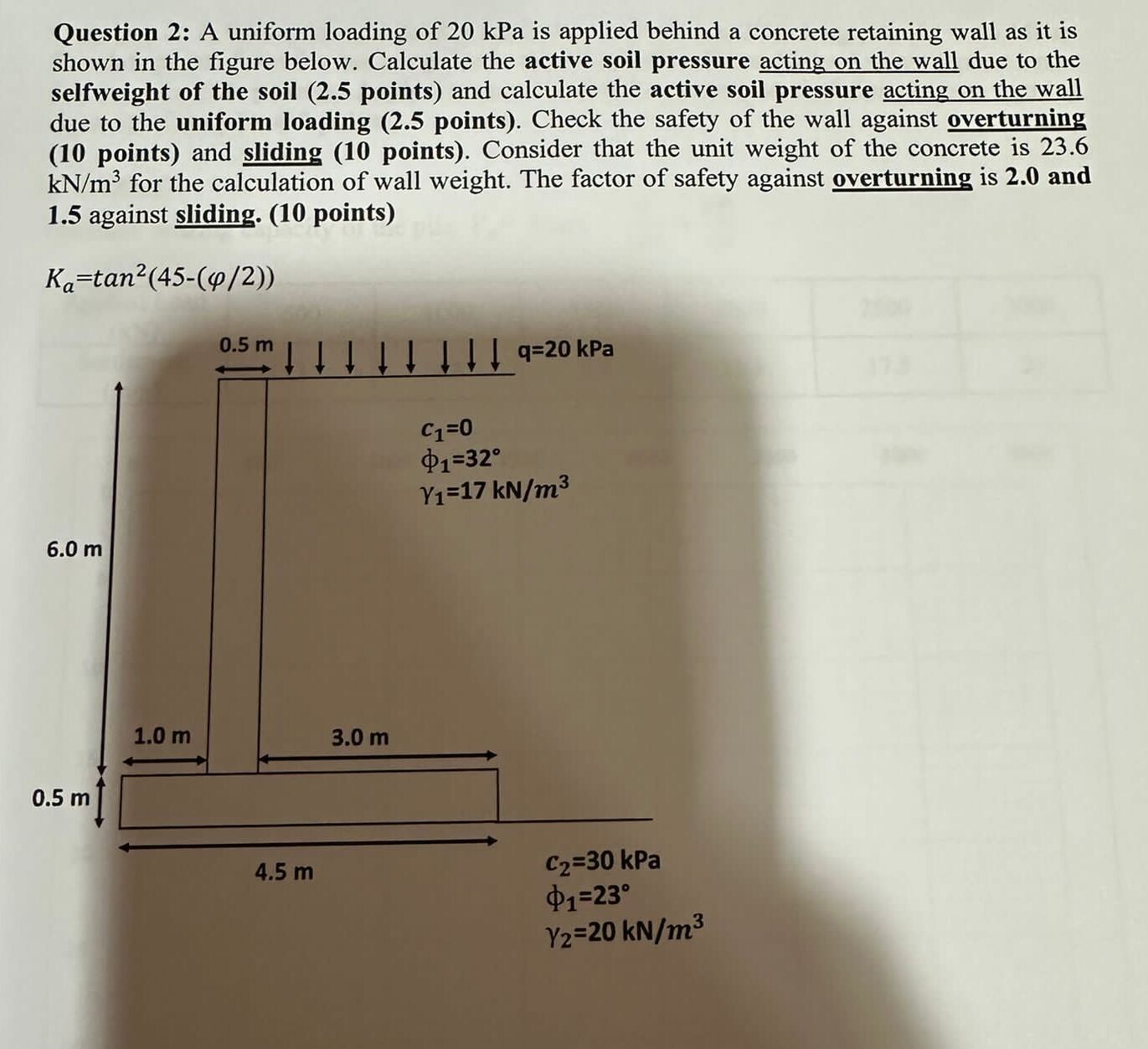 Question 2: A uniform loading of 20 ﻿kPa is applied | Chegg.com