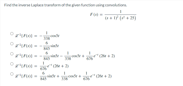 Solved Find the inverse Laplace transformation of the | Chegg.com