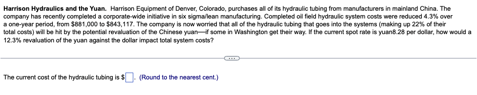 Solved Harrison Hydraulics and the Yuan. Harrison Equipment | Chegg.com