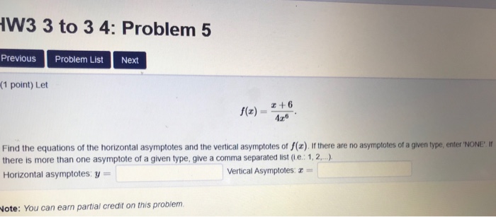 Solved W3 3 to 3 4: Problem 5 Previous Problem List Next (1 | Chegg.com