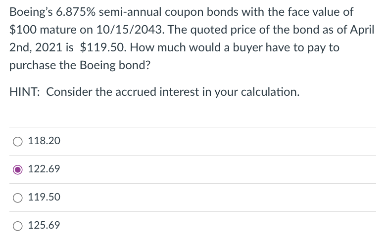 Solved Boeing's 6.875% semi-annual coupon bonds with the | Chegg.com
