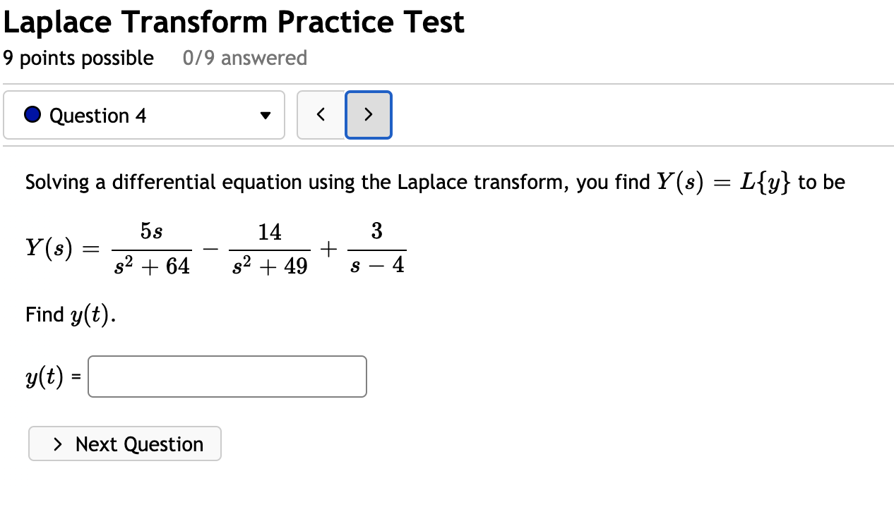 Solved Laplace Transform Practice Test 9 points possible 079 | Chegg.com
