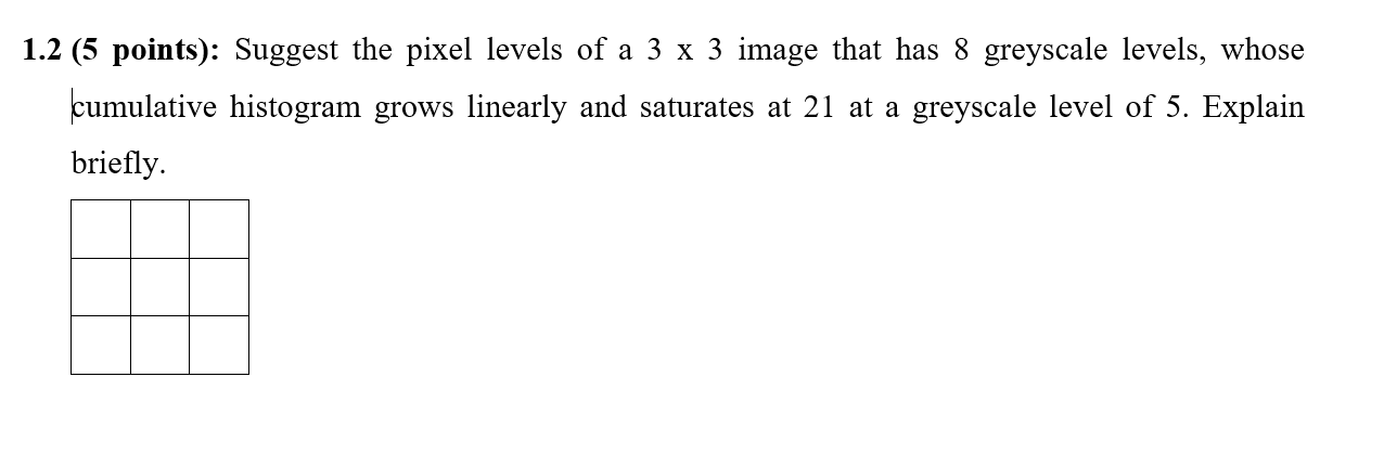 Solved 1.2 (5 points): Suggest the pixel levels of a 3 x 3 | Chegg.com