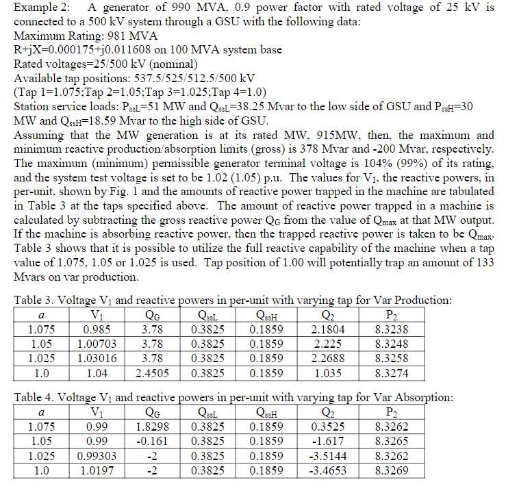 Solved Examples for Project 2 - Generator Reactive | Chegg.com