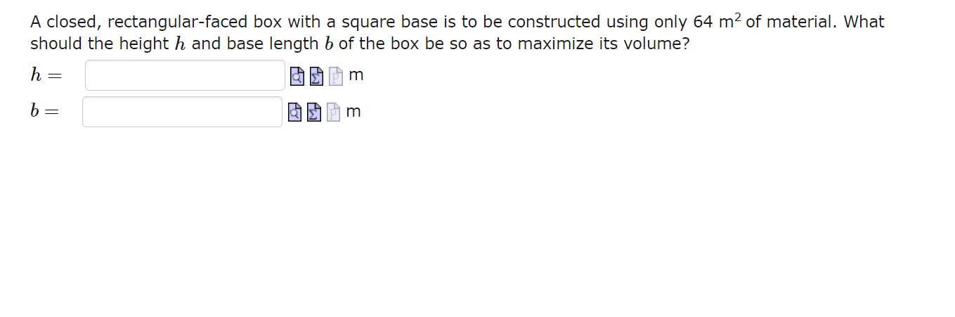 Solved A closed, rectangular-faced box with a square base is | Chegg.com