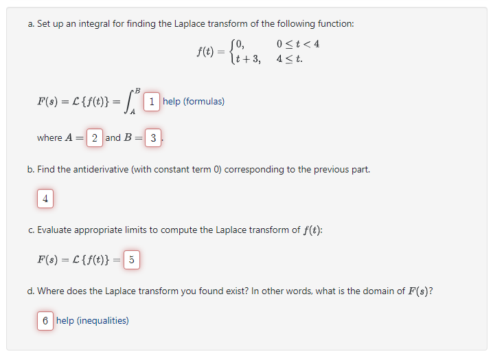 Solved a. Set up an integral for finding the Laplace | Chegg.com